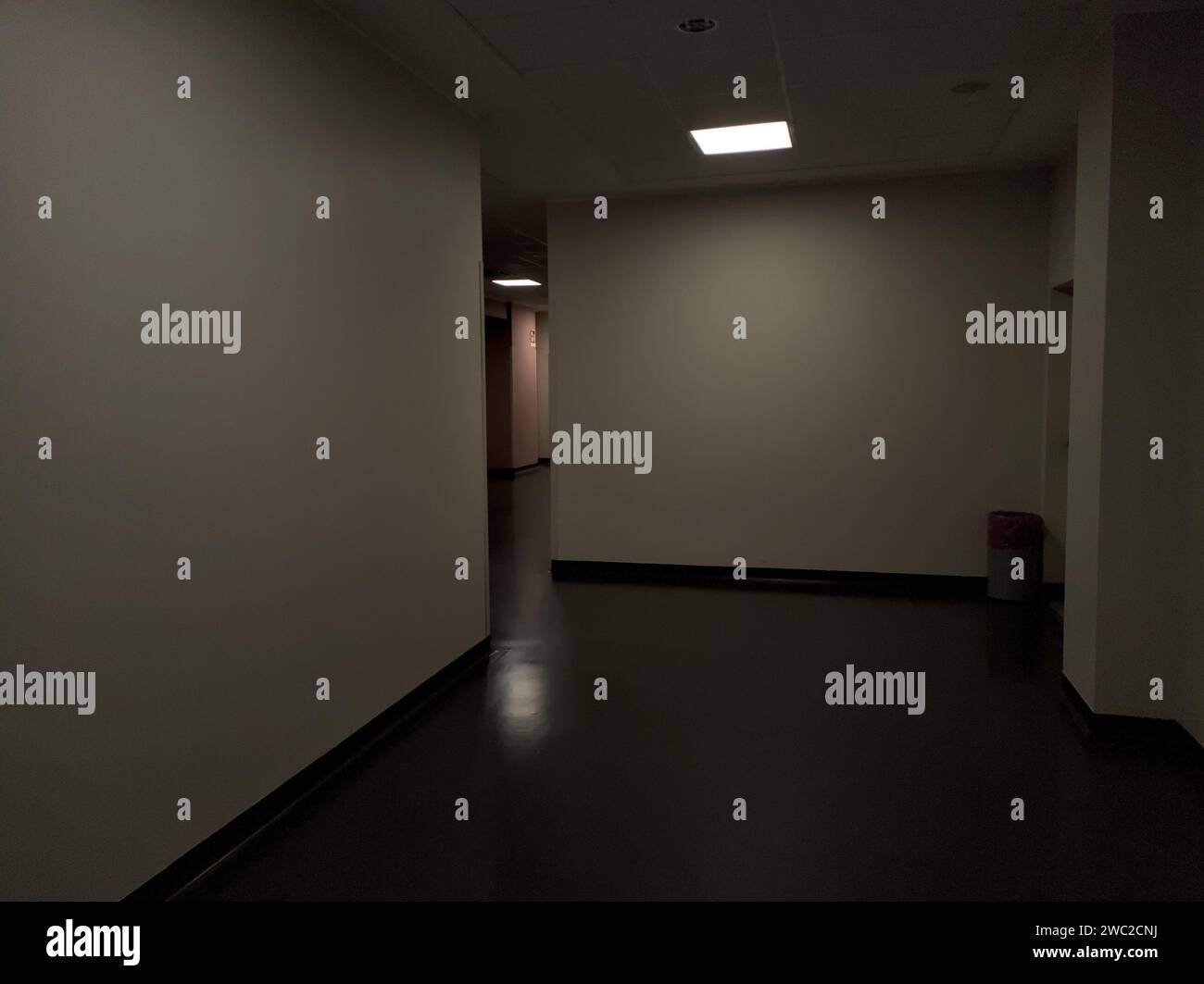 Corridor of a hospital with escape doors in it Stock Photo - Alamy