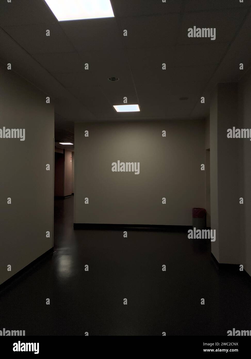 Corridor of a hospital with escape doors in it Stock Photo - Alamy