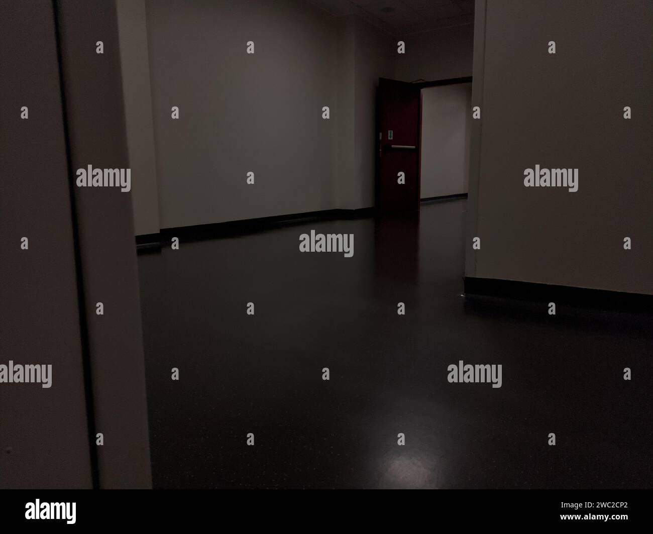 Corridor of a hospital with escape doors in it Stock Photo - Alamy