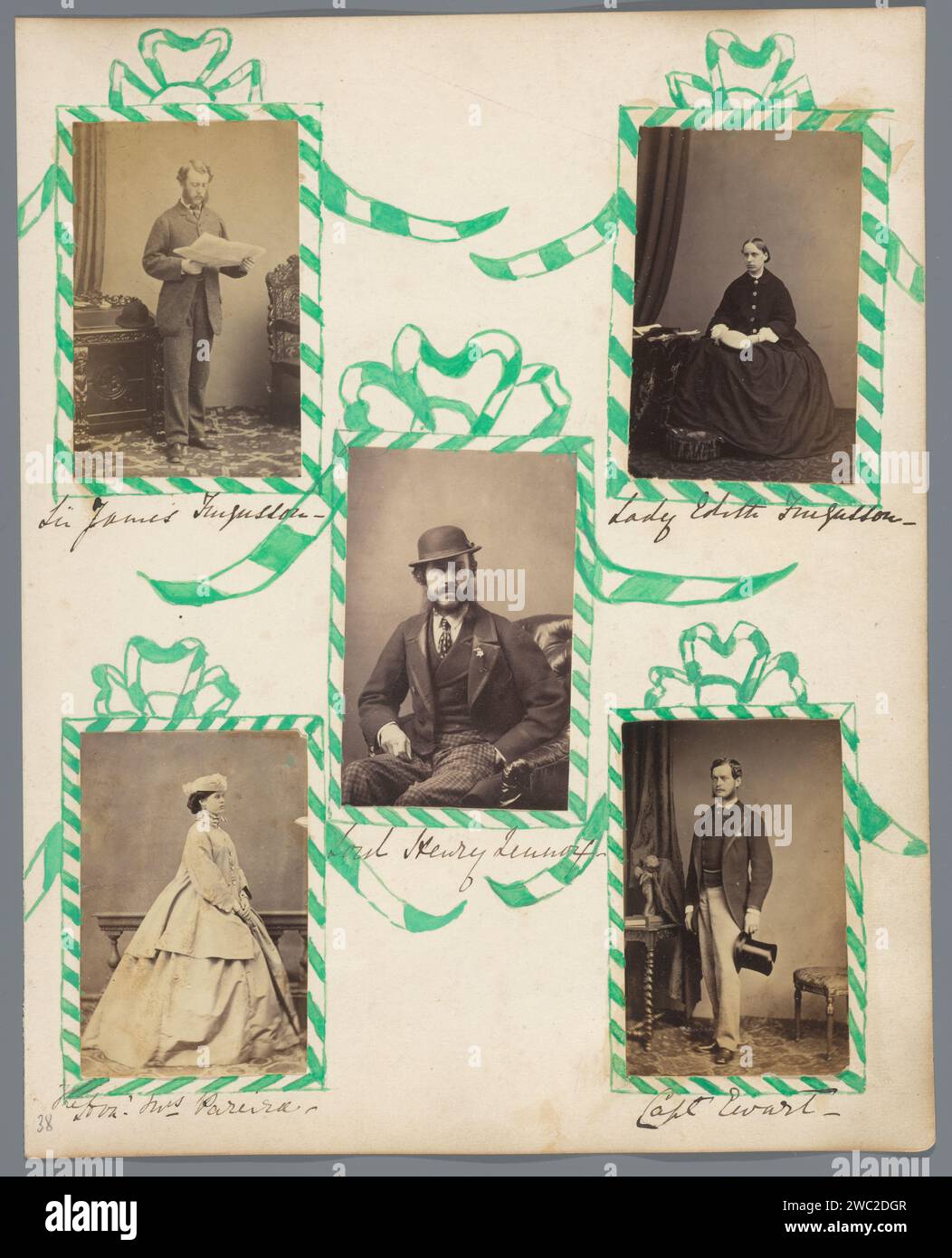 Sheet from a photo album, with 5 photos (unassembled carte-de-visits ...