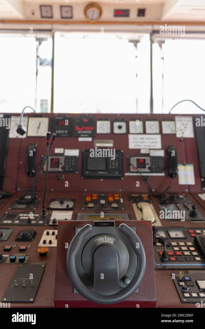Ship's control device. Engine control from navigational bridge. Focused ...