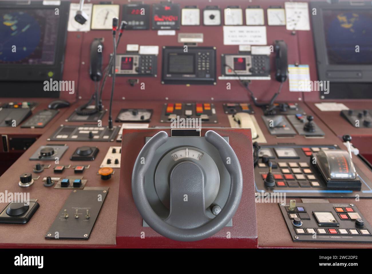 Ship's control device. Engine control from navigational bridge. Focused ...