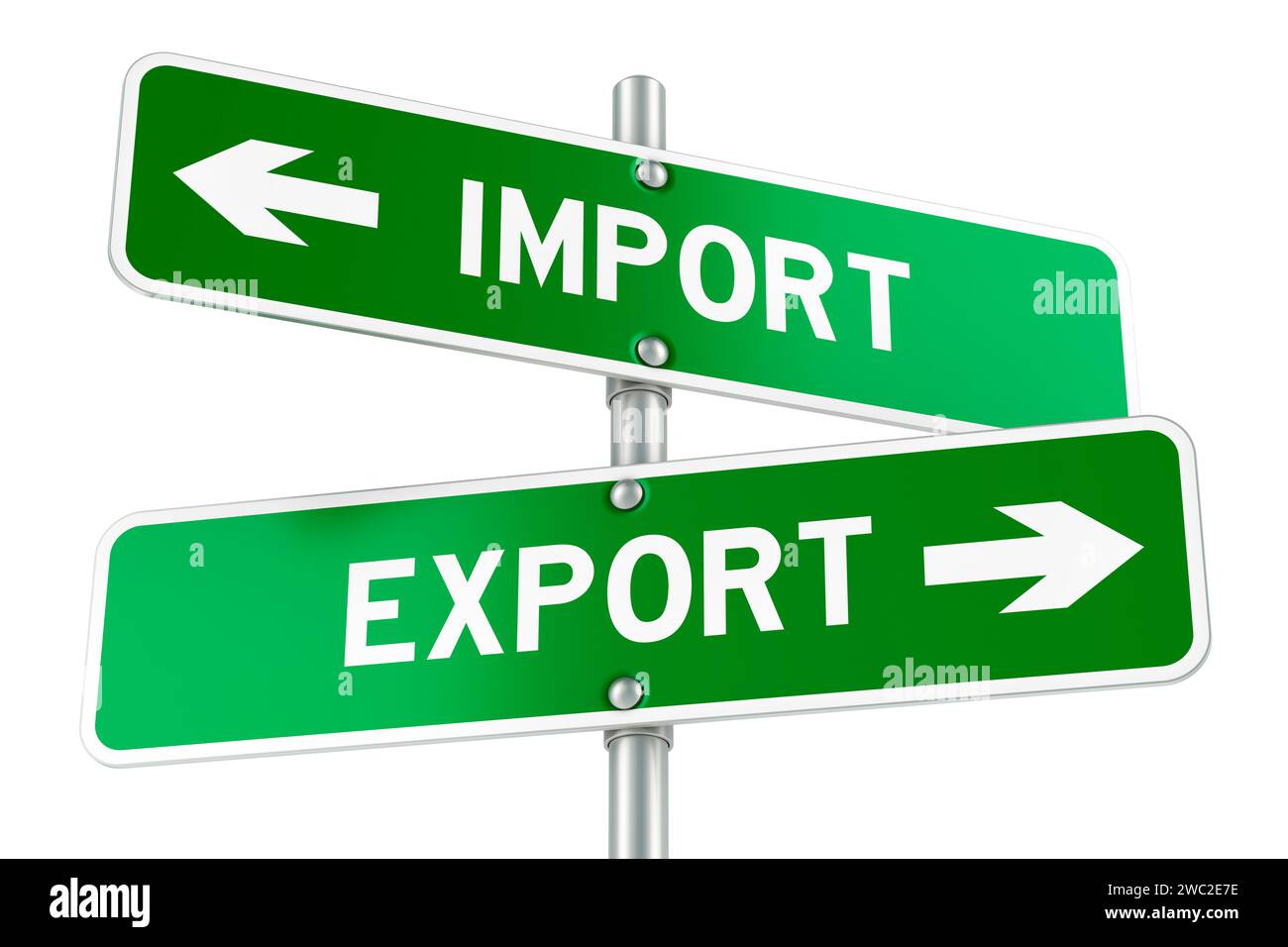 Import or Export directions. Opposite traffic sign, 3D rendering isolated on white background ...