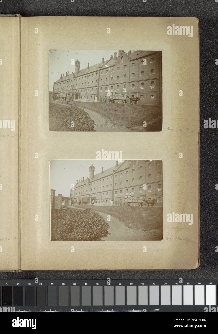 Exterior of the prison of Olelebshausen with workers at Karren ...