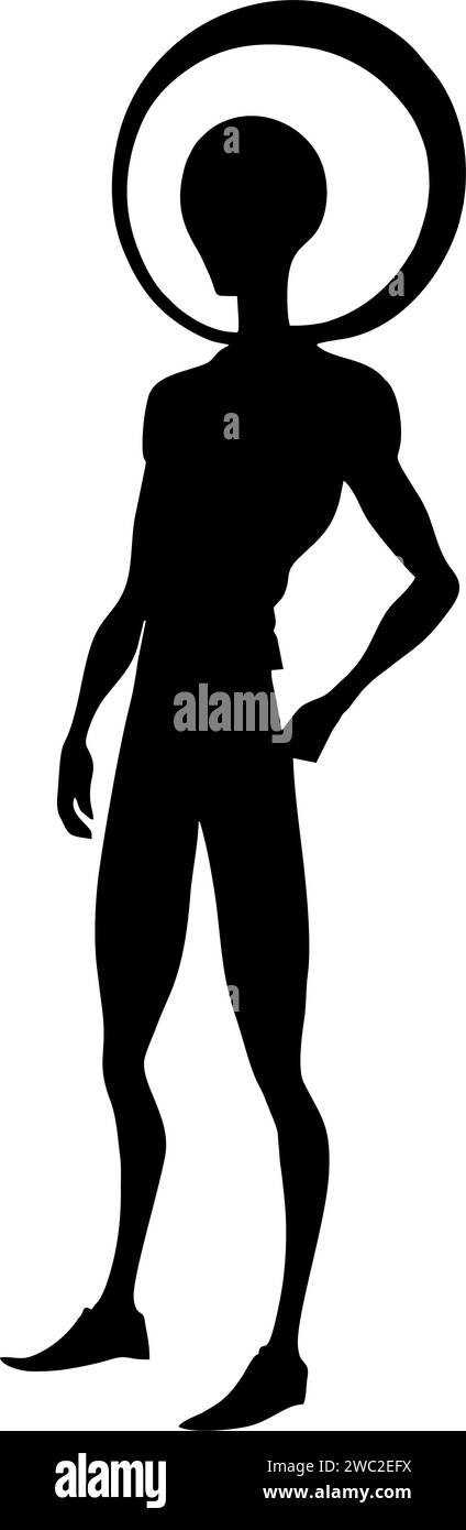simple black outline drawing silhouette alien, logo, design Stock Photo ...