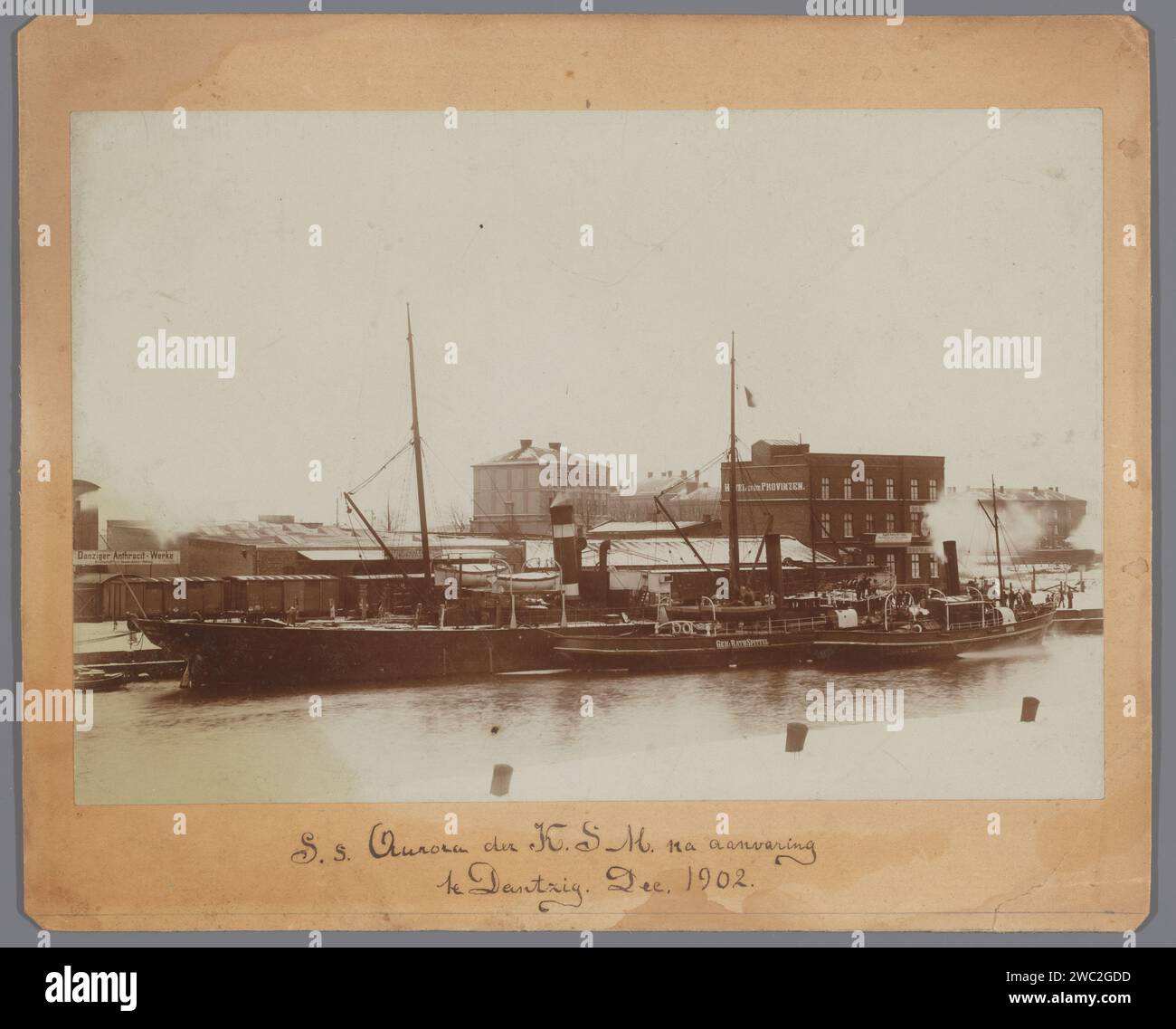 S.S. Aurora der K.S.M. After collision in the port of Danzig, A ...