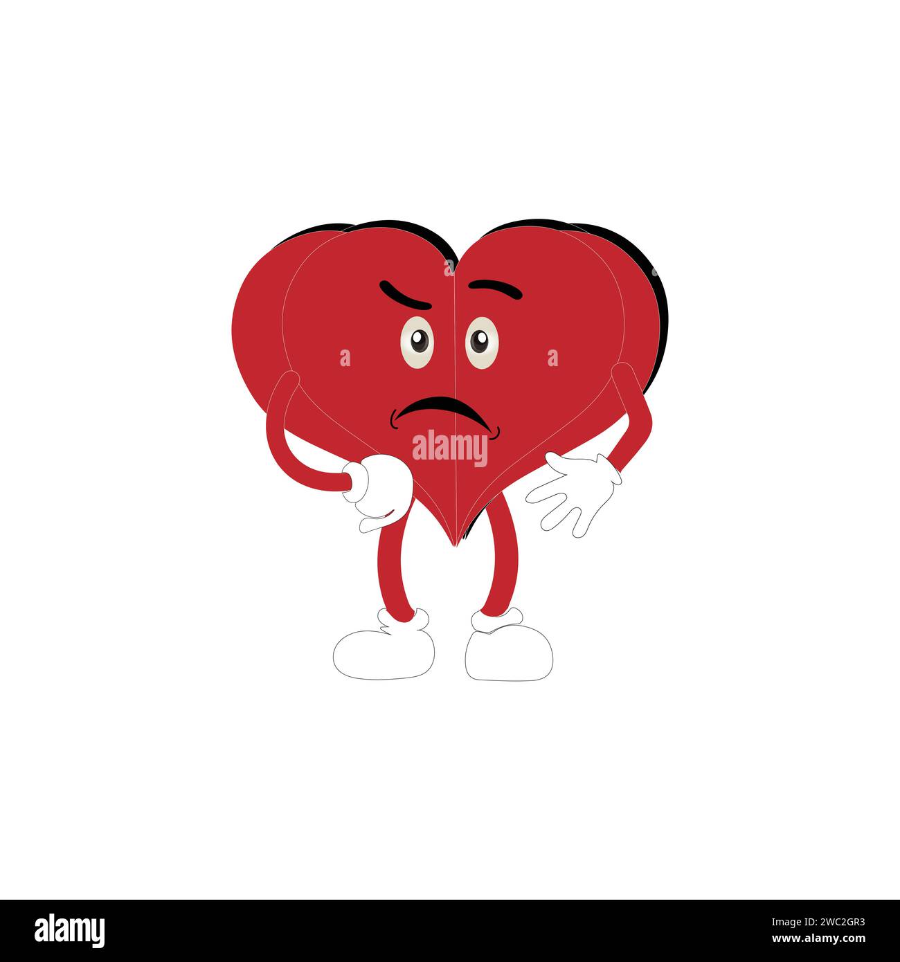 Heart funny cartoon character different pose. Cartoon red heart ...