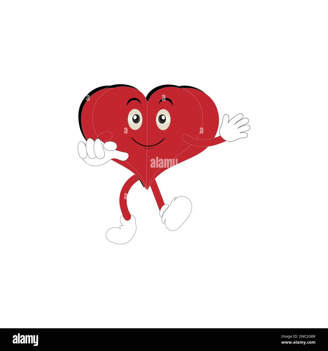 Heart funny cartoon character different pose. Cartoon red heart ...