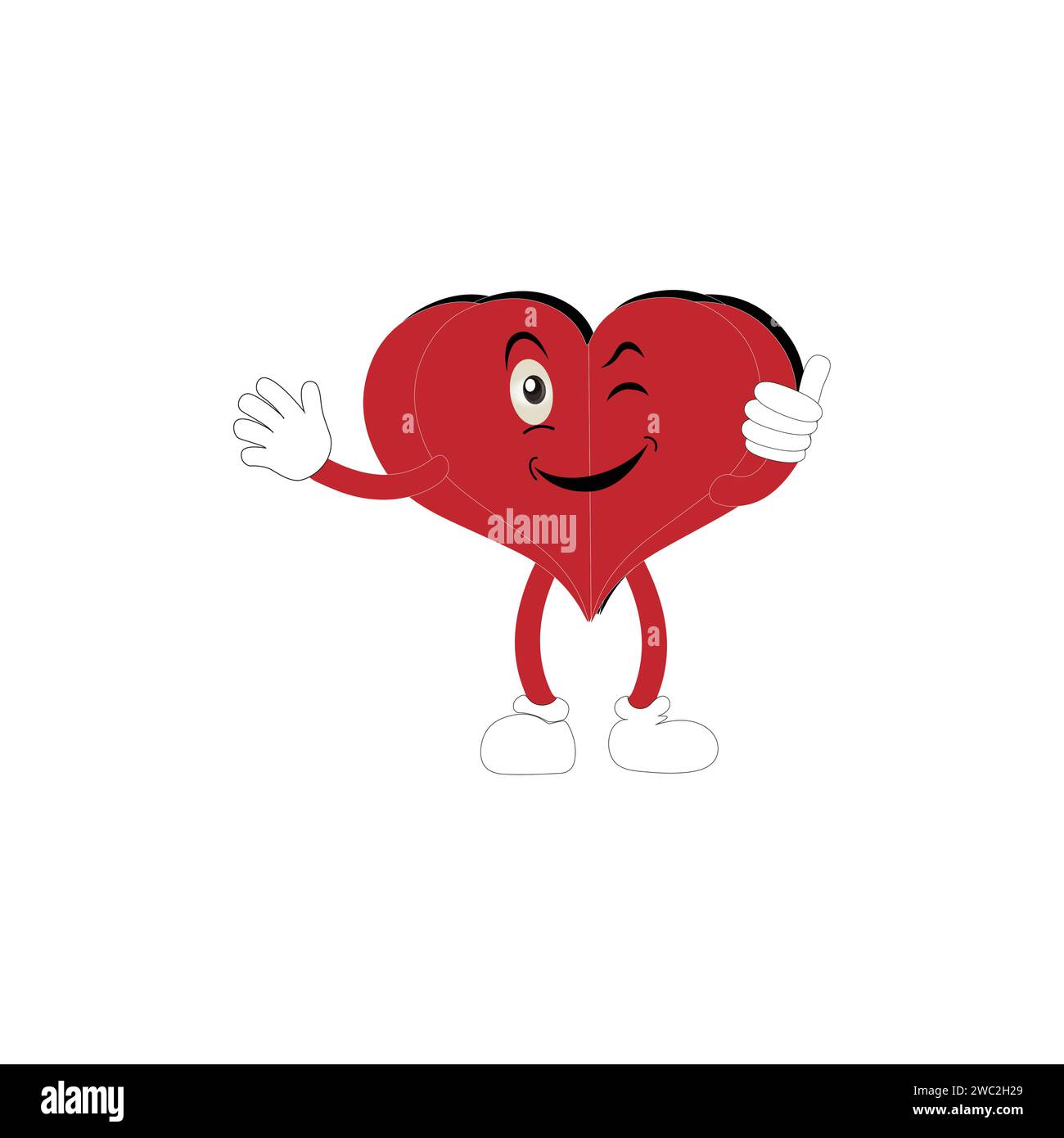 Heart funny cartoon character different pose. Cartoon red heart ...
