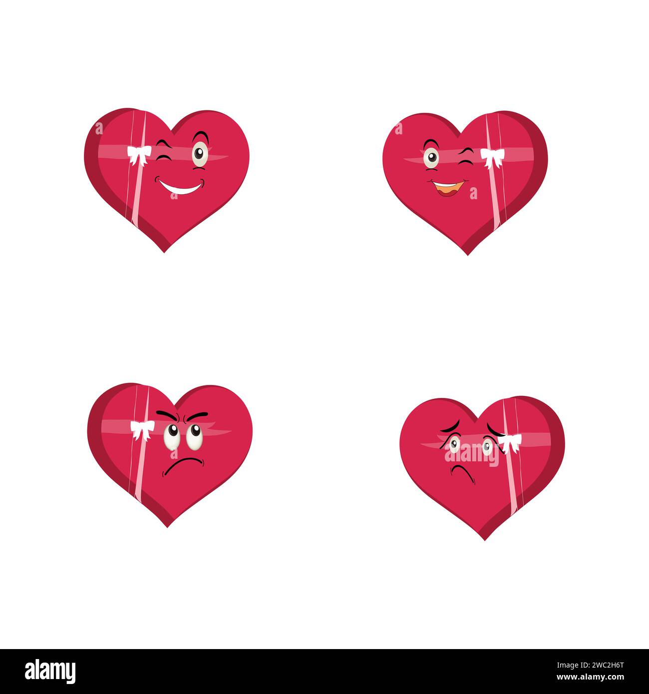 Heart funny cartoon character different pose. Cartoon red heart ...