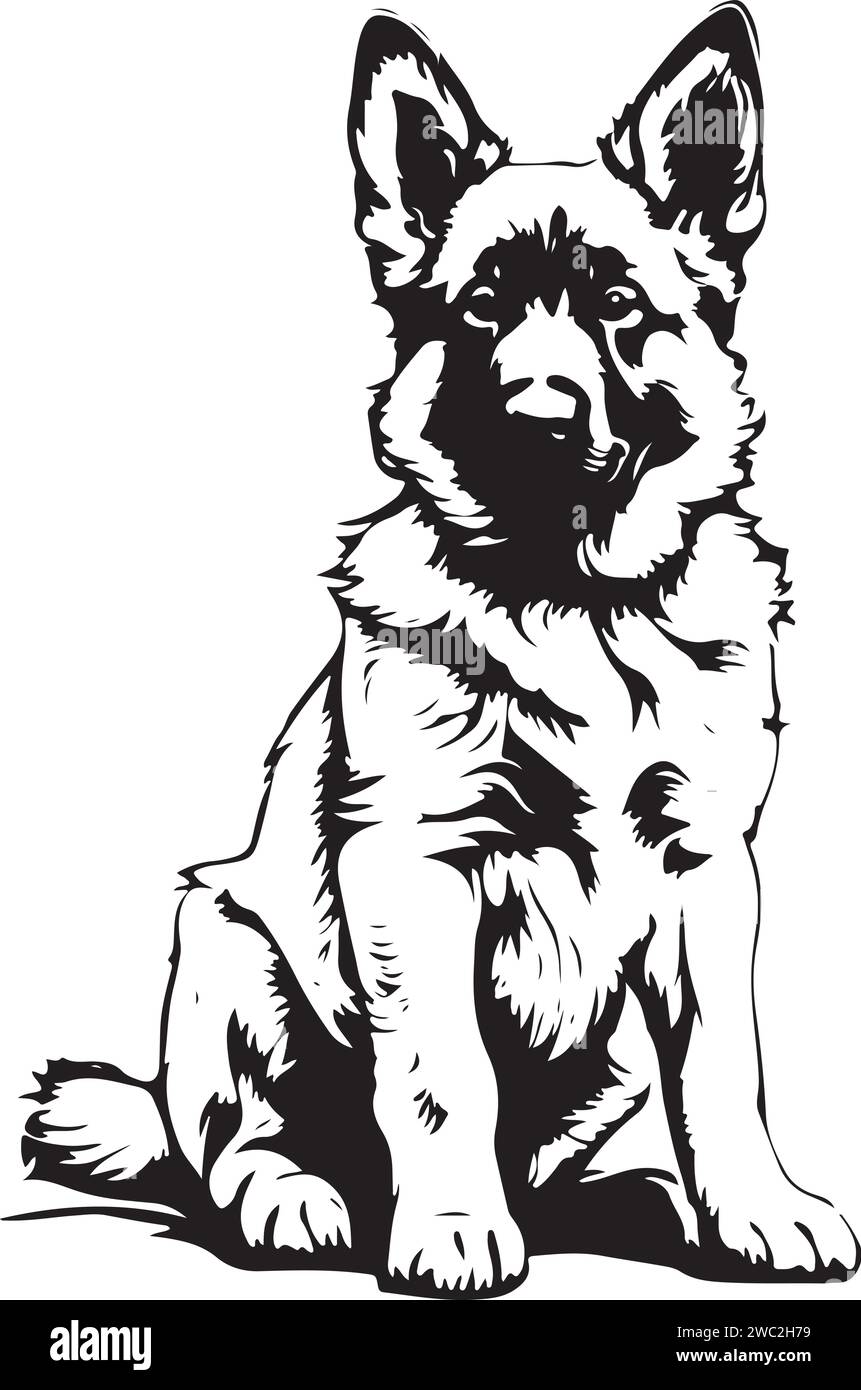Excellent and lovely german shepherd dog vector art Stock Vector Image ...