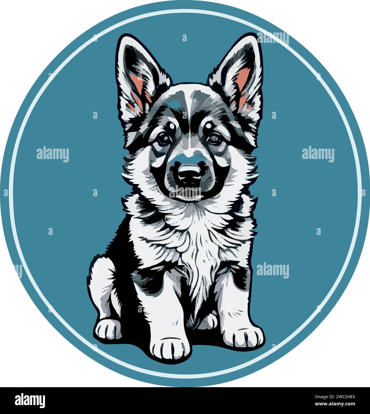 Great and lovely german shepherd dog vector art Stock Vector Image ...