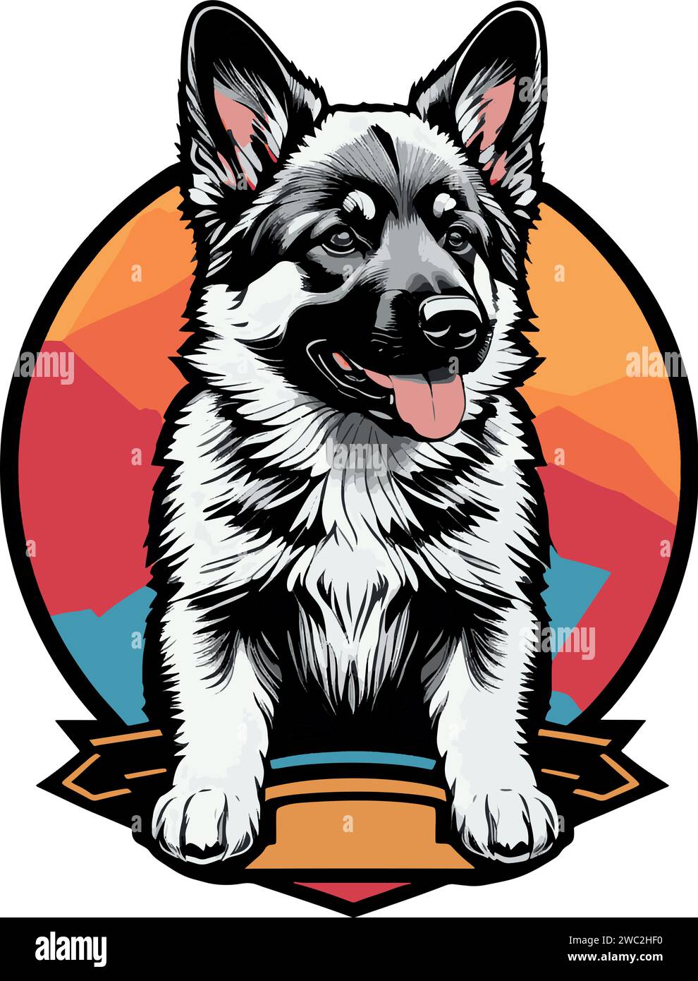 Amazing and lovely german shepherd dog vector art Stock Vector Image ...