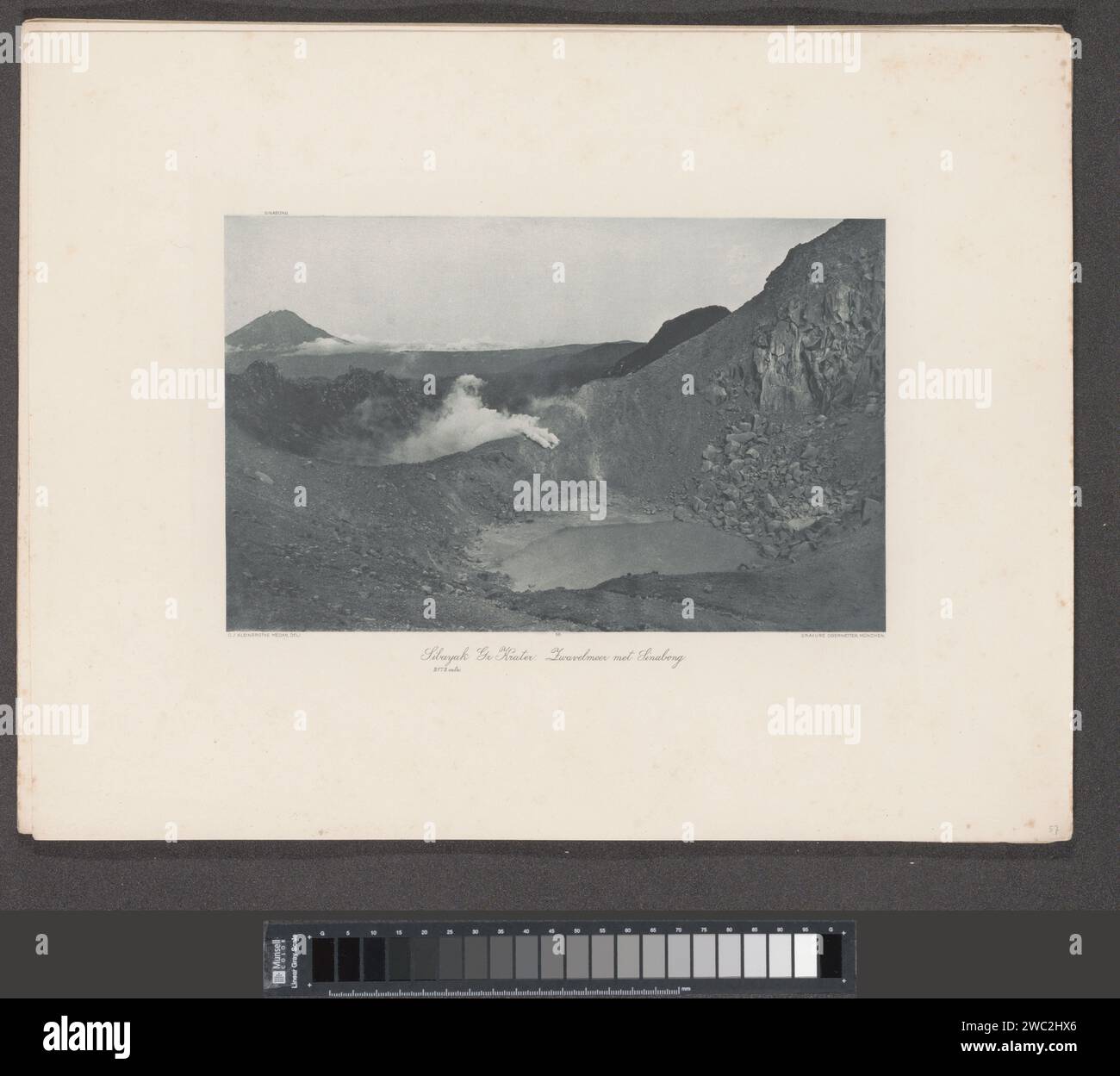 View of the large crater of the Sibayak volcano and a sulfur lake of ...