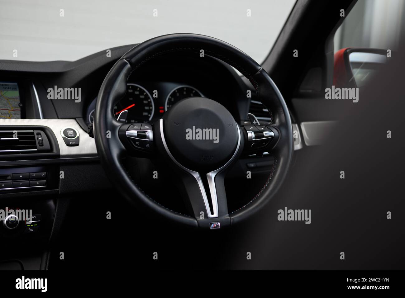 An interior shot of a car taken from the driver's seat Stock Photo - Alamy