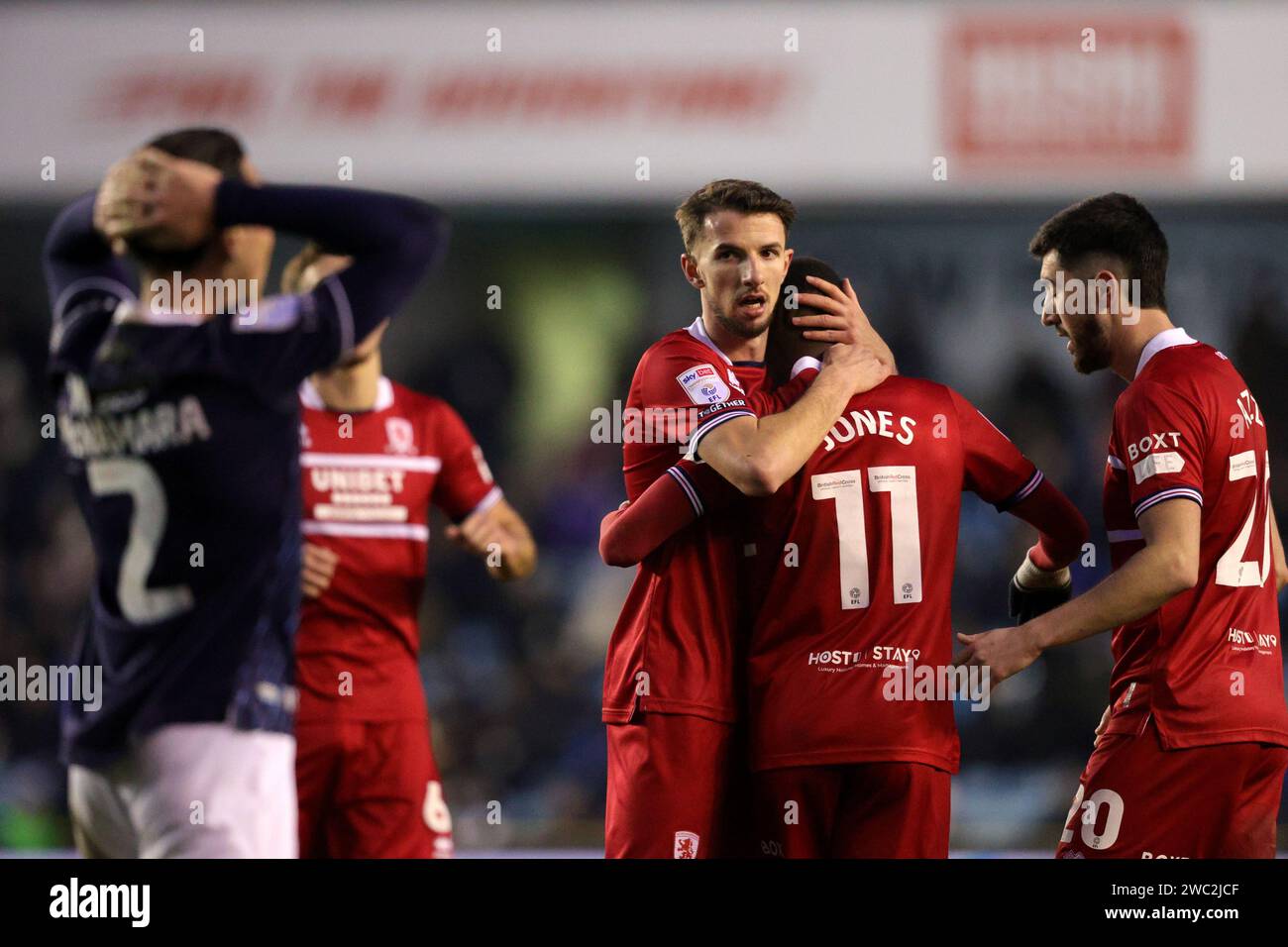 Middlesbrough's Isaiah Jones celebrates after scoring their second goal ...