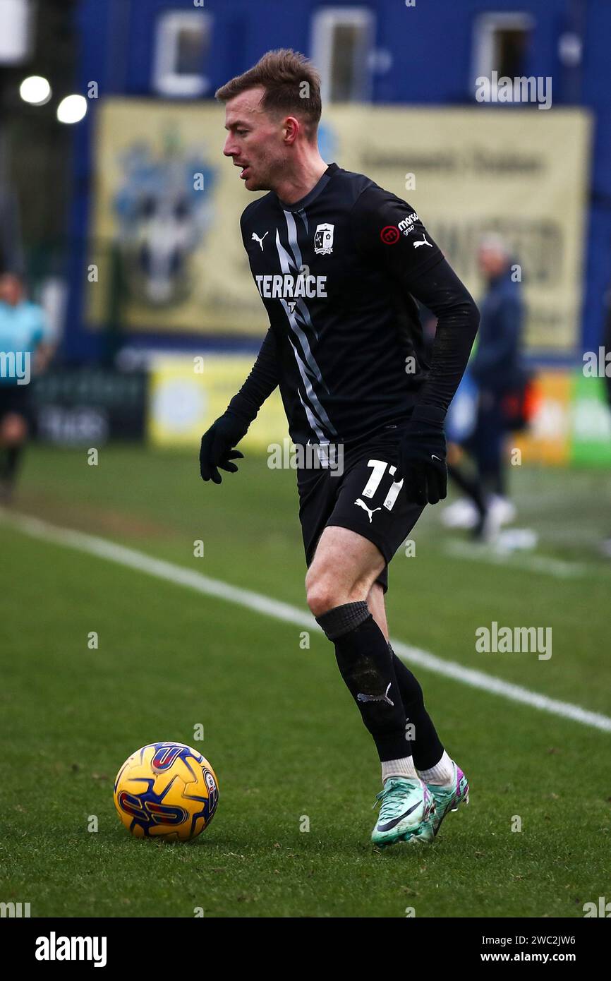 Elliot Newby of Barrow AFC on the ball during the Sky Bet League 2 ...