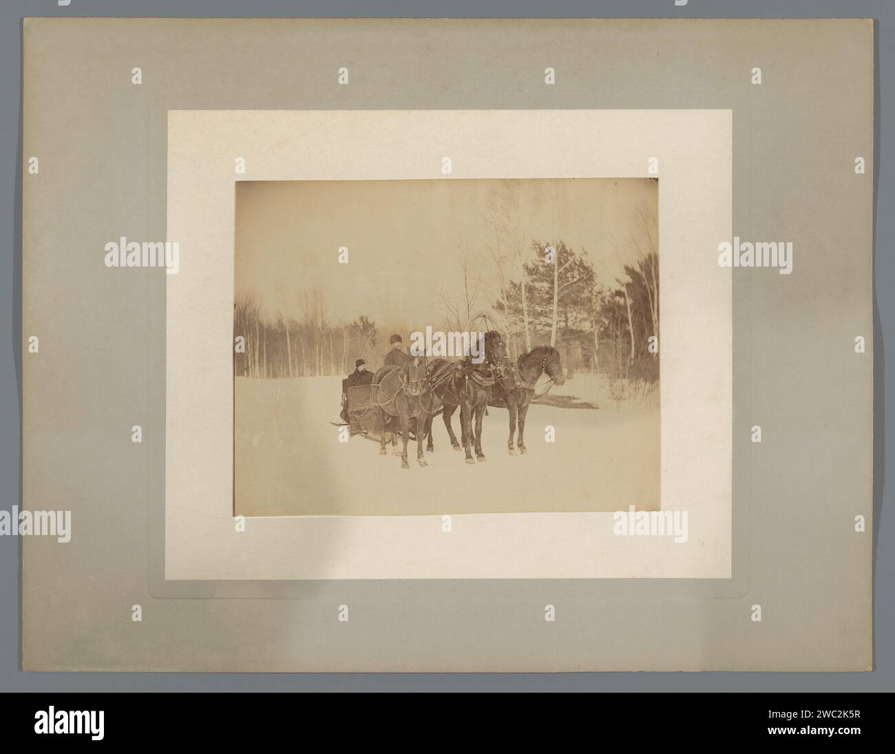 Troika with three horses, presumably in Russia, Alexis Mazourine, 1883 ...