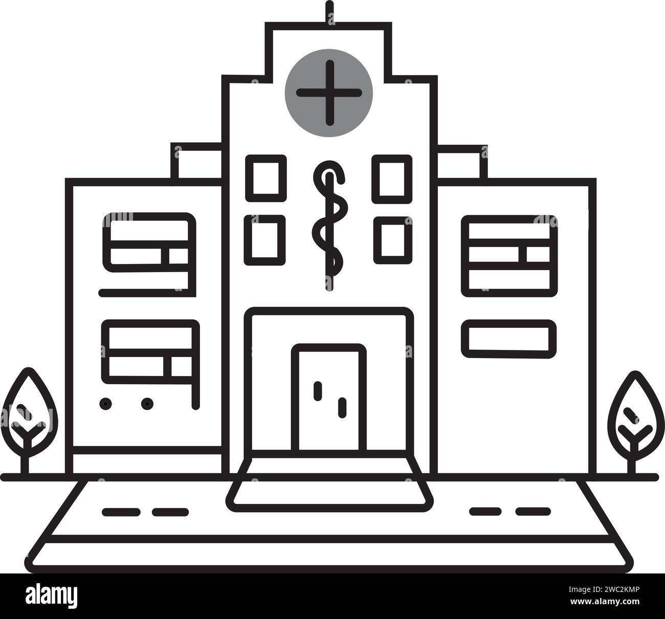 Hospital line icon, outline vector sign, linear style pictogram ...