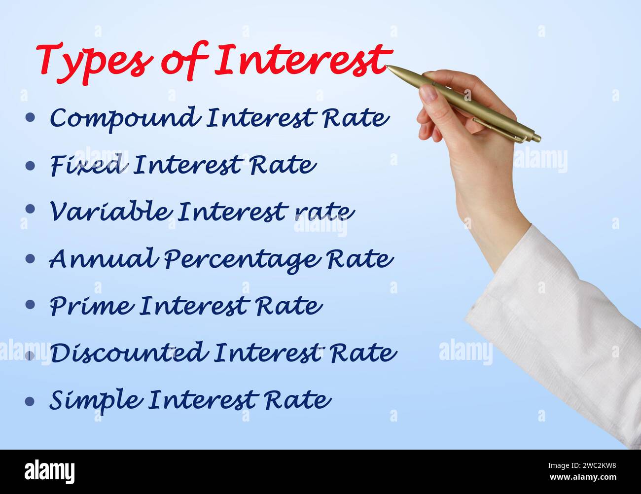Presenting Seven Types of Interest Stock Photo - Alamy