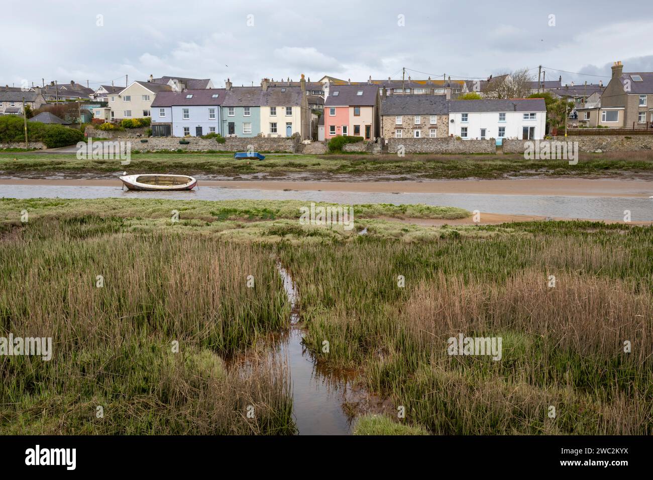 The village of Aberffraw on the west coast of Anglesey, North Wales ...