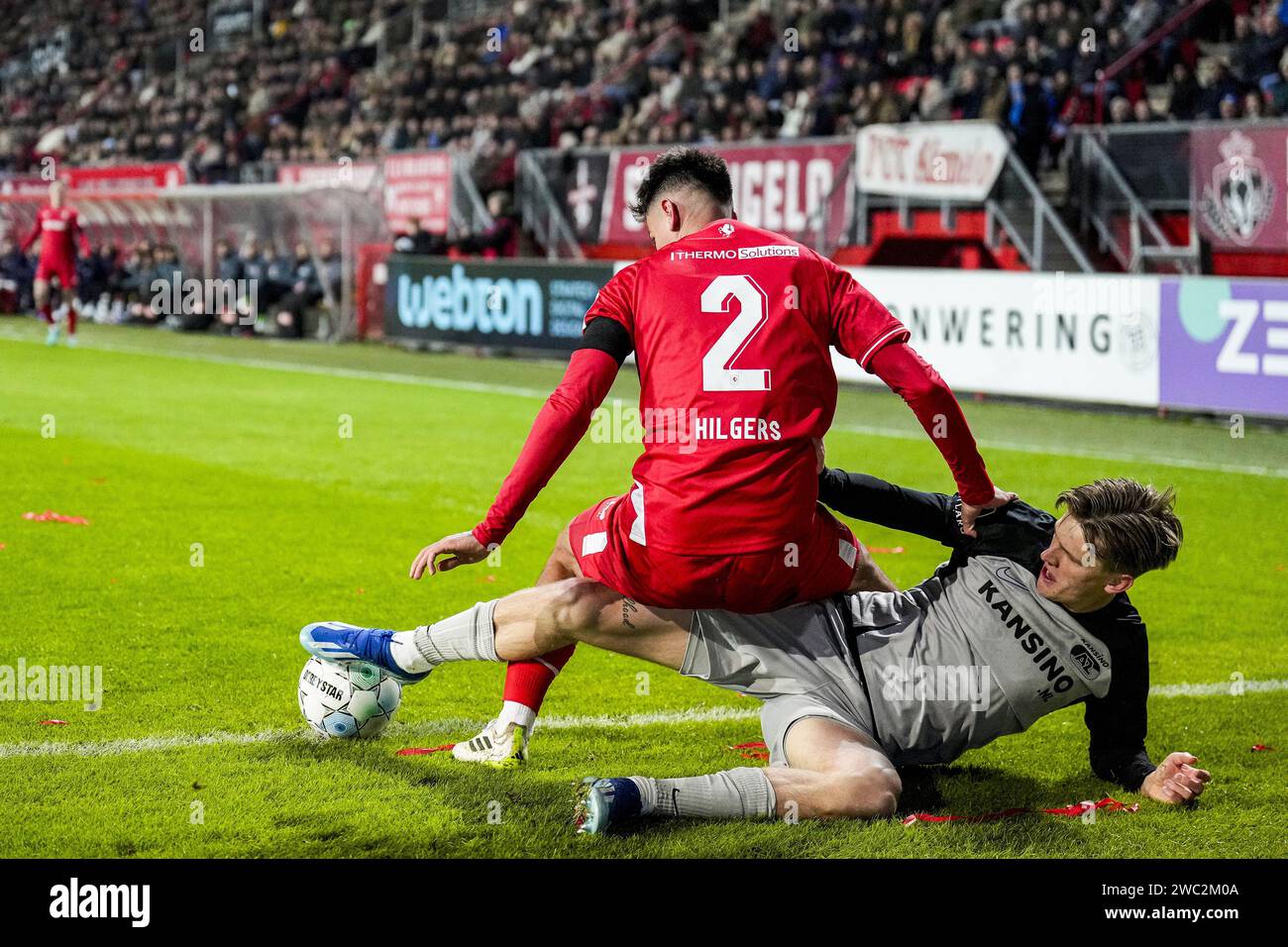 ENSCHEDE - (l-r) Mees Hilgers of FC Twente, David Moller Wolfe of AZ ...