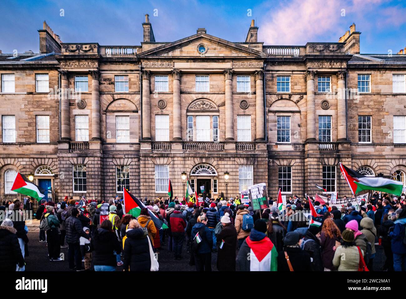 Edinburgh, Scotland. Sat 13 January 2024. Protesters gather at The ...