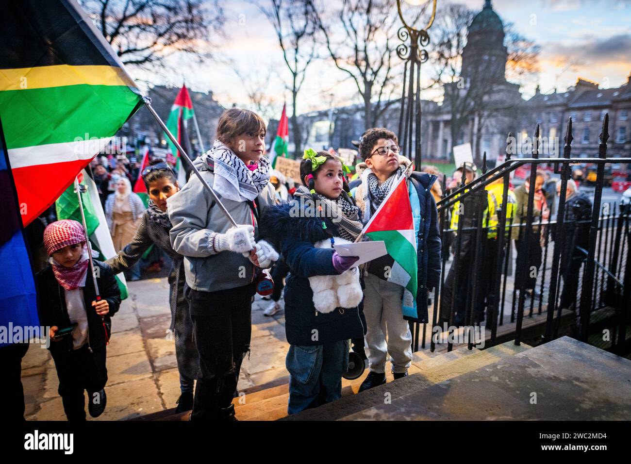 Edinburgh, Scotland. Sat 13 January 2024. Protesters gather at The ...