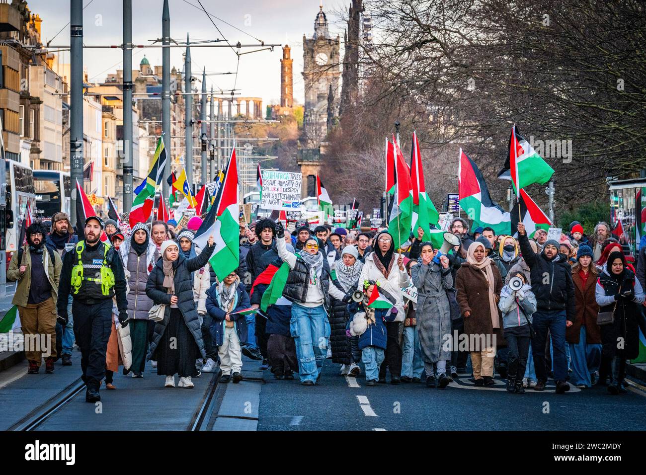 Edinburgh, Scotland. Sat 13 January 2024. Protesters gather at The ...