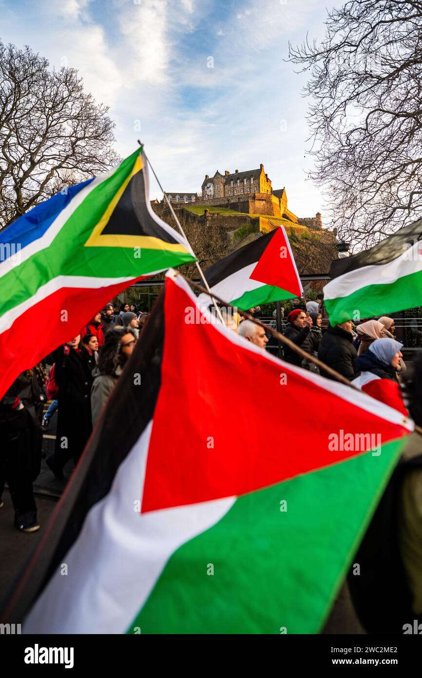 Edinburgh, Scotland. Sat 13 January 2024. Protesters gather at The ...