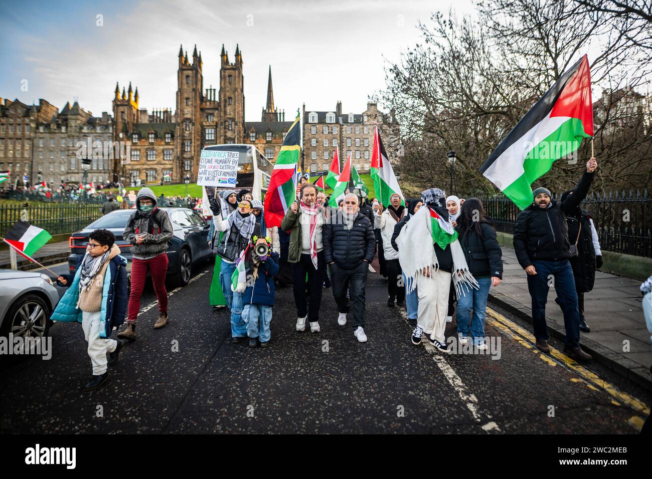 Edinburgh, Scotland. Sat 13 January 2024. Protesters gather at The ...