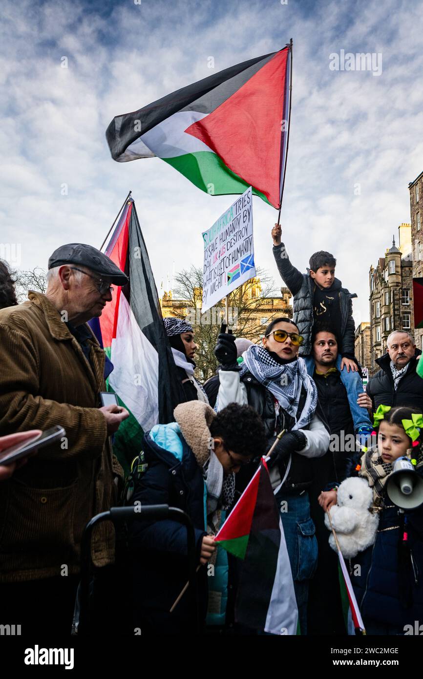 Edinburgh, Scotland. Sat 13 January 2024. Protesters gather at The ...