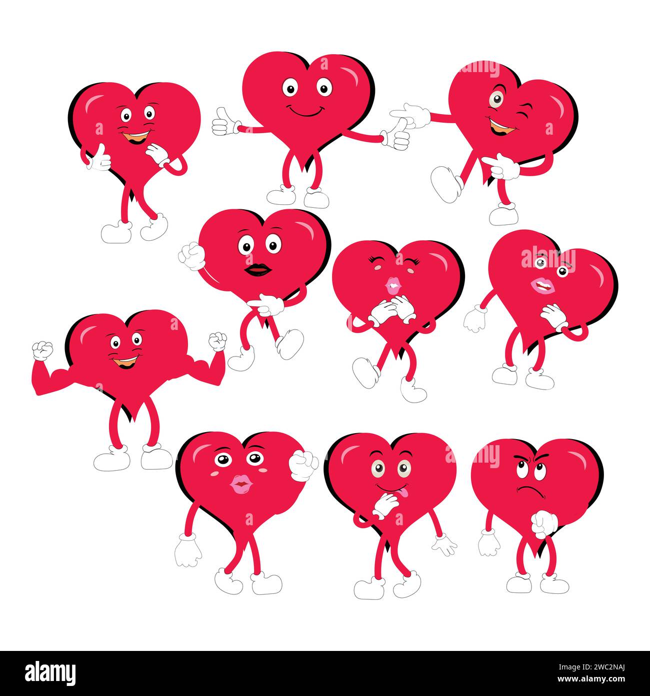 Love heart cartoon with many expressions. different love heart activity ...