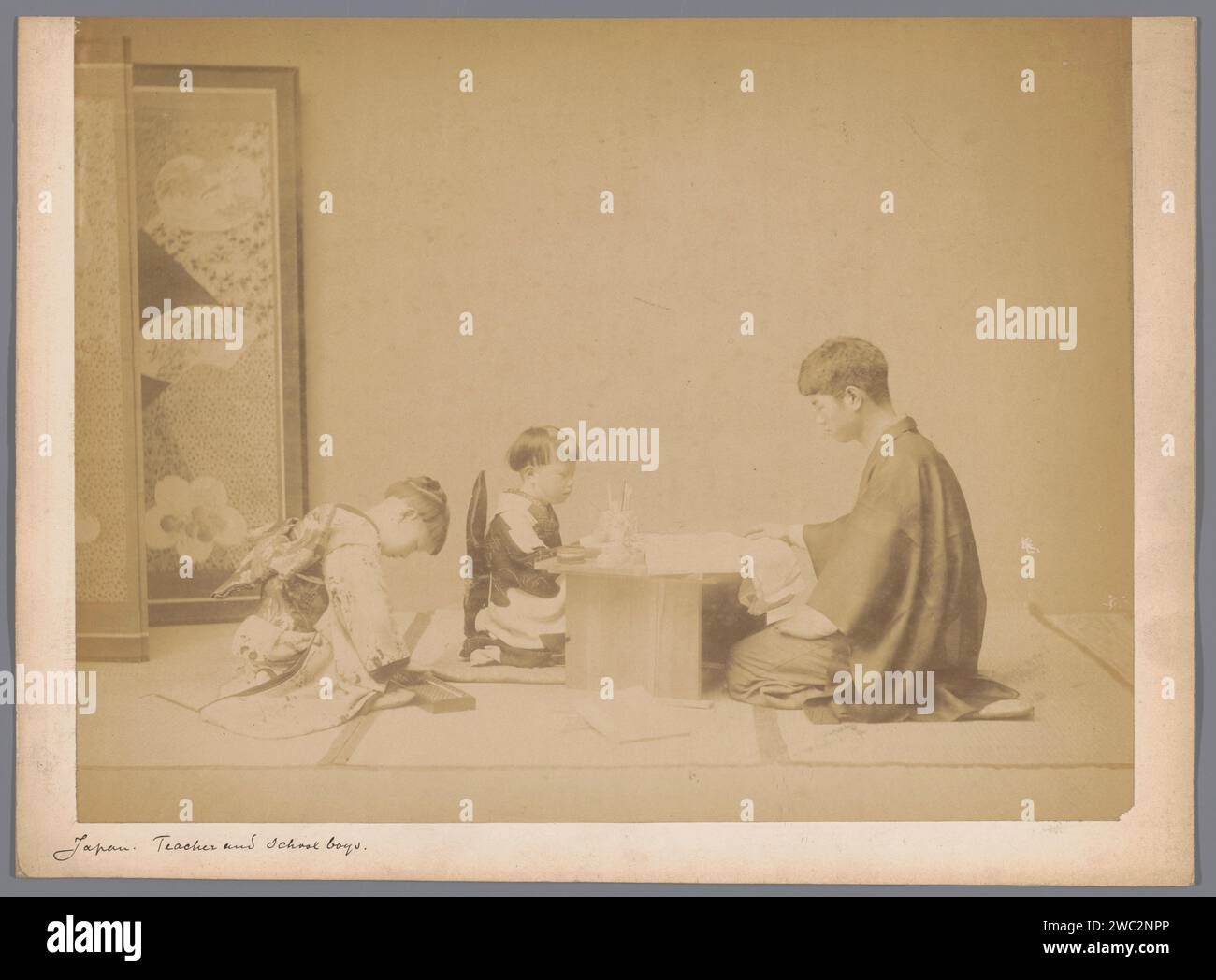 Teacher with two students in Japan, Anonymous, 1860 - 1900 photograph ...