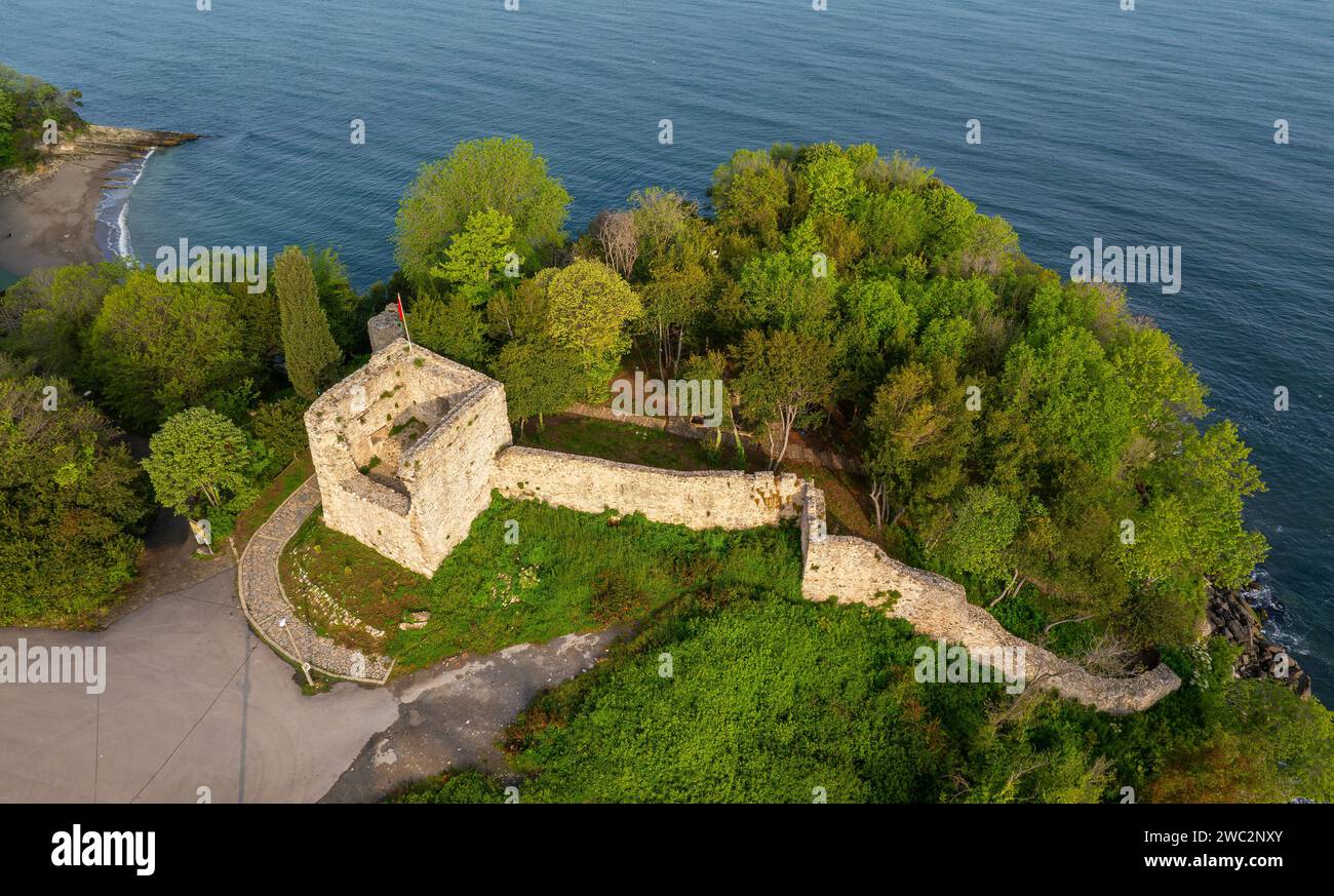 The Ceneviz Castle was built on a cliff located between two bays, 2.5 ...