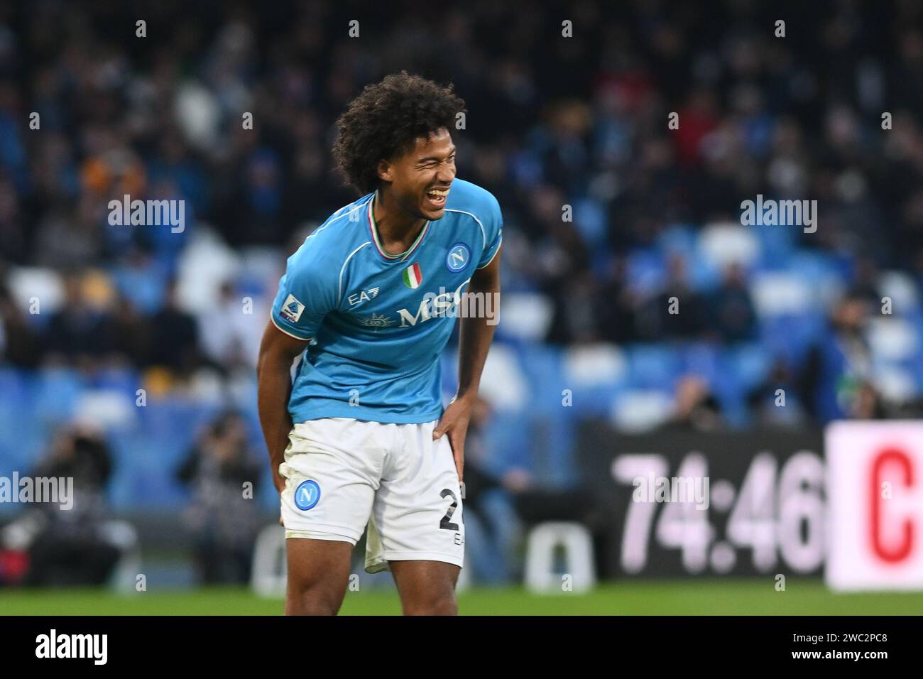 Naples,Italy,13 January,2024 Jens Cajuste of SSC Napoli injuring during ...