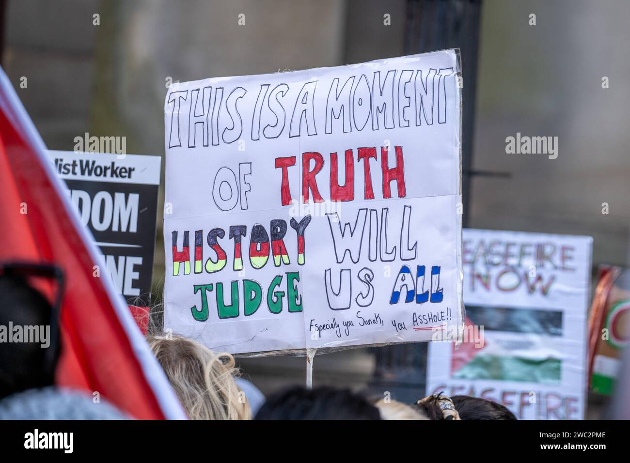 Glasgow, Scotland, UK. 13th Jan, 2024. Protest outside Glasgow City ...