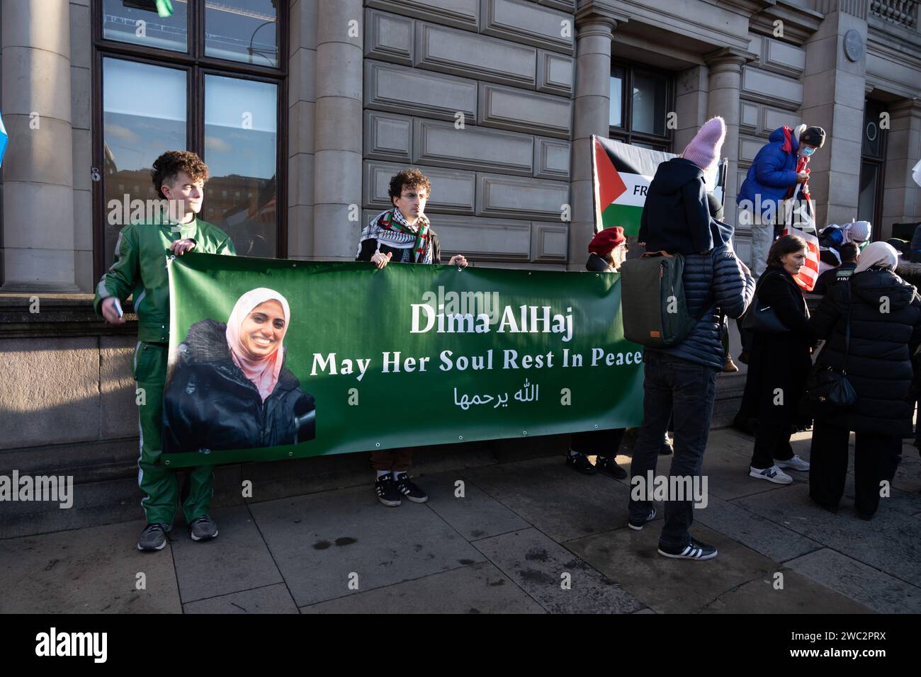 Glasgow, Scotland, UK. 13th Jan, 2024. Protest outside Glasgow City ...