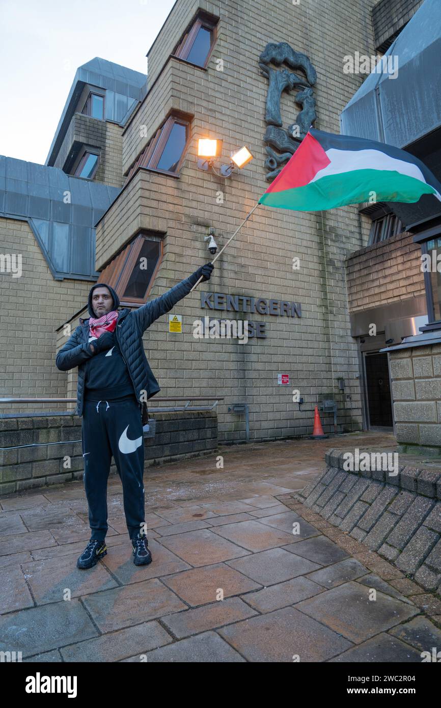 Glasgow, Scotland, UK. 13th Jan, 2024. Protest outside Glasgow City ...