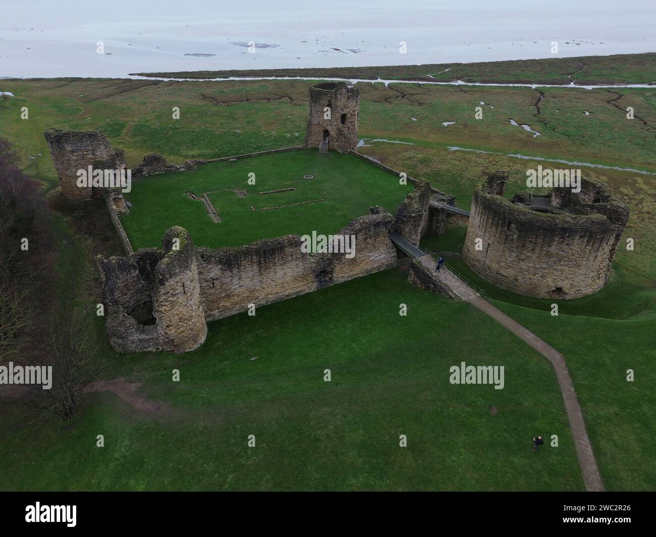 Ruins of a 13th century castle situated in Dunsal, Scotland, with a ...