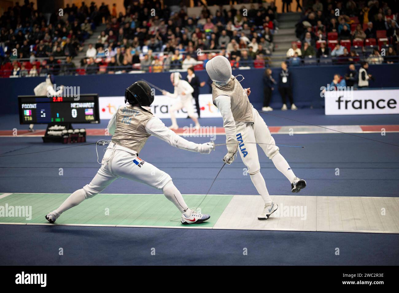 Paris, France. 13th Jan, 2024. Fencing Match (FOIL) between PAUTY ...