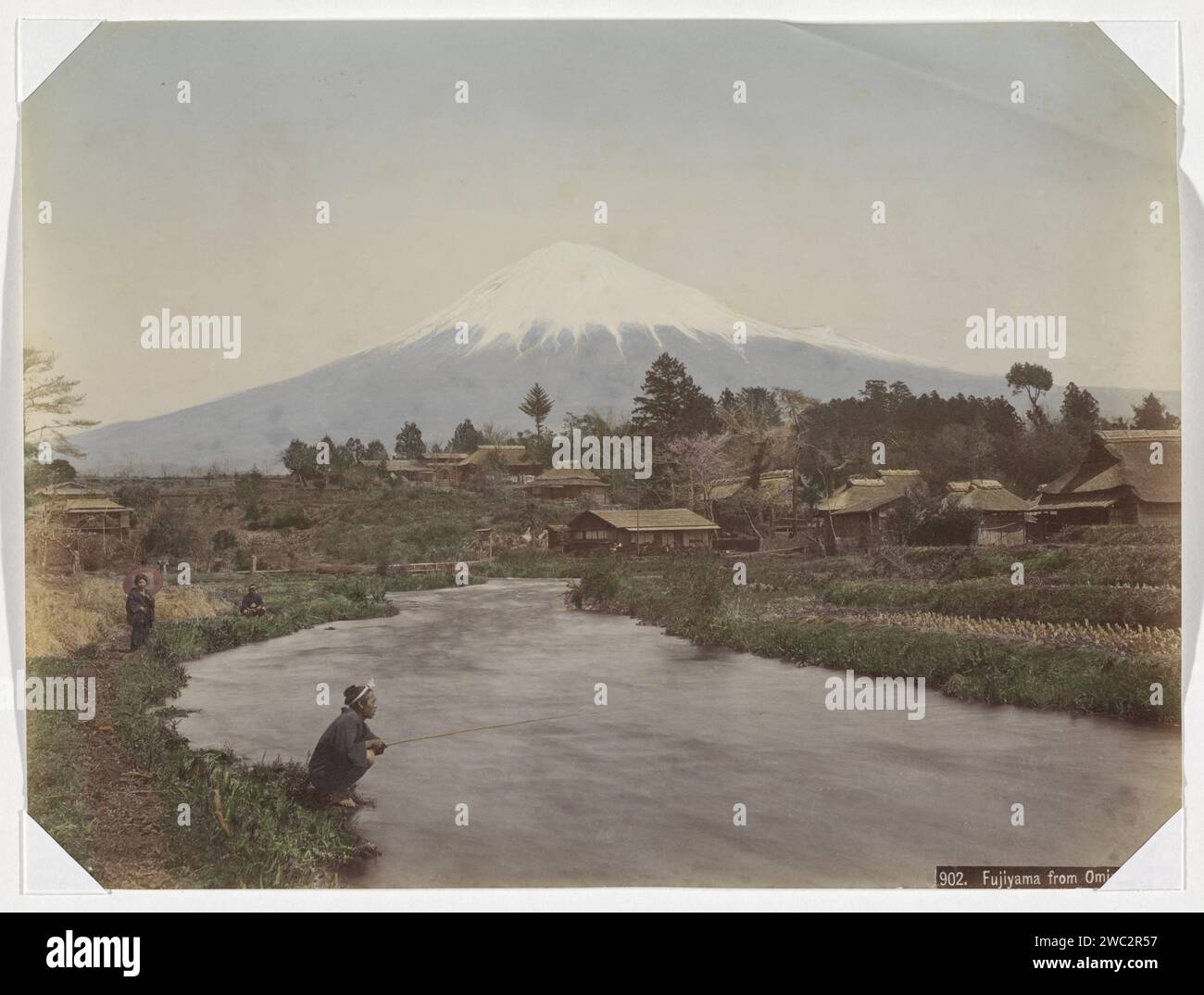 View of Mount Fuji from the village of Omiya, Kusakabe Kimbei ...