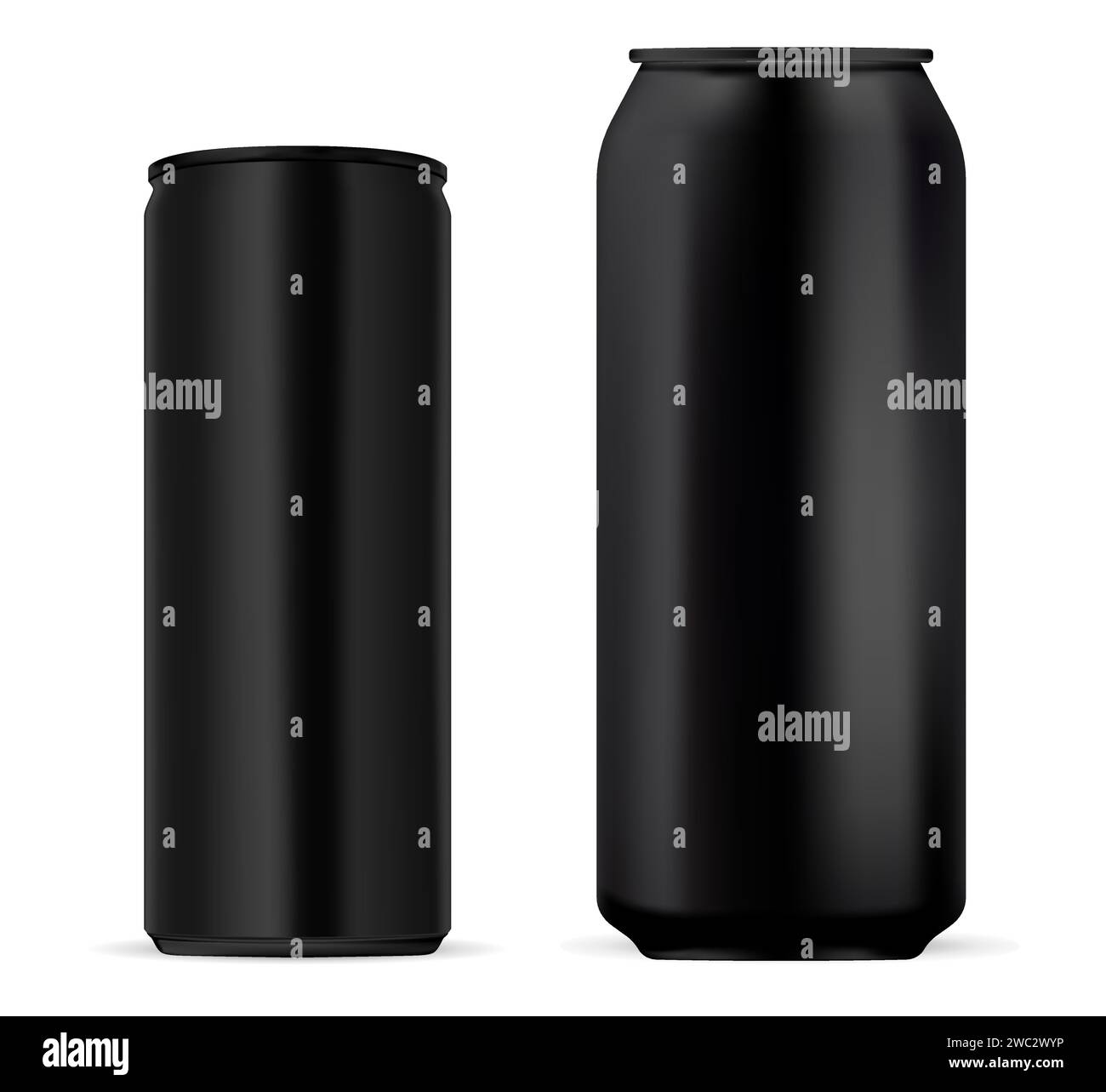 Black aluminum beer can vector template. Energy drink package design ...