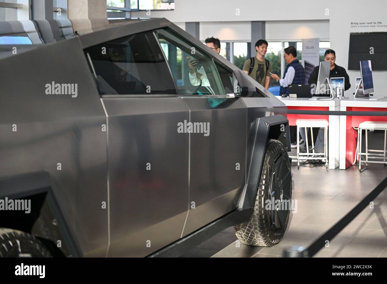 A Tesla Cybertruck is seen on display at a Tesla dealership, Friday ...