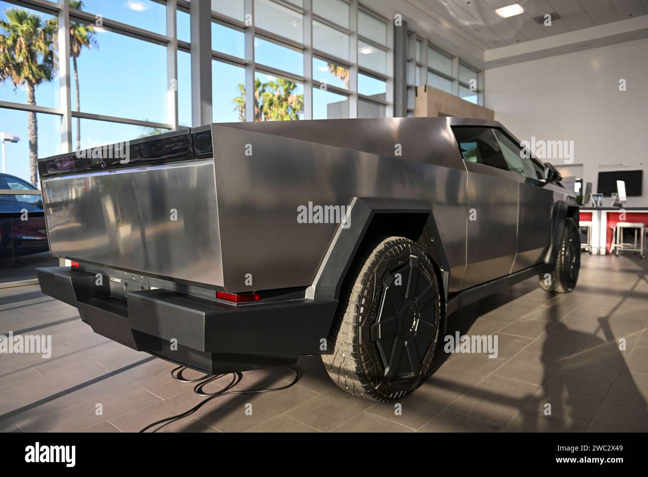 A Tesla Cybertruck is seen on display at a Tesla dealership, Friday ...