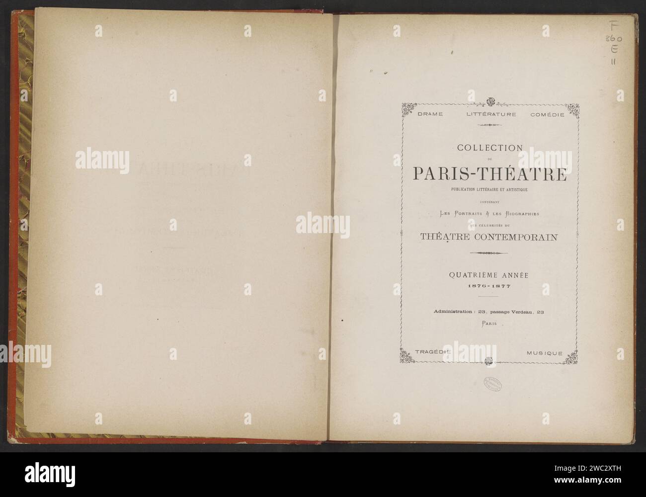 Paris -Théatre Artistic album 4th year, 1876 - 1877 book Paris cardboard. paper. linen (material ...