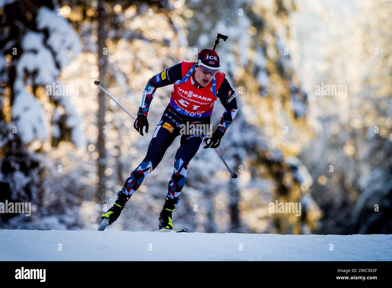 Tarjei Boe of Norway competes during the Biathlon World Cup men´s ...