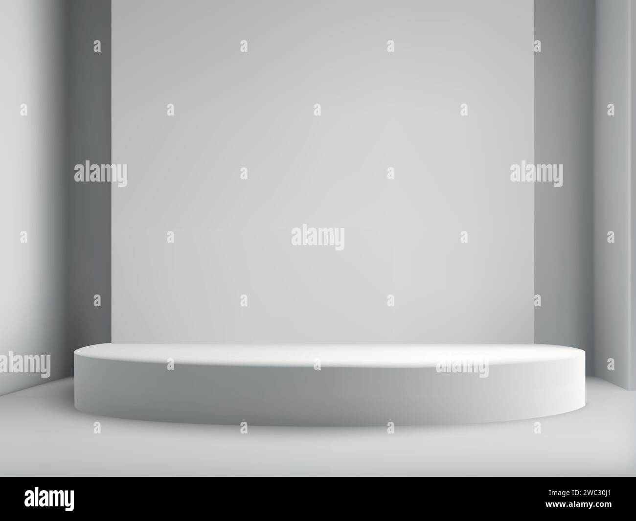Empty white studio room with blank table podium. Template for Object ...