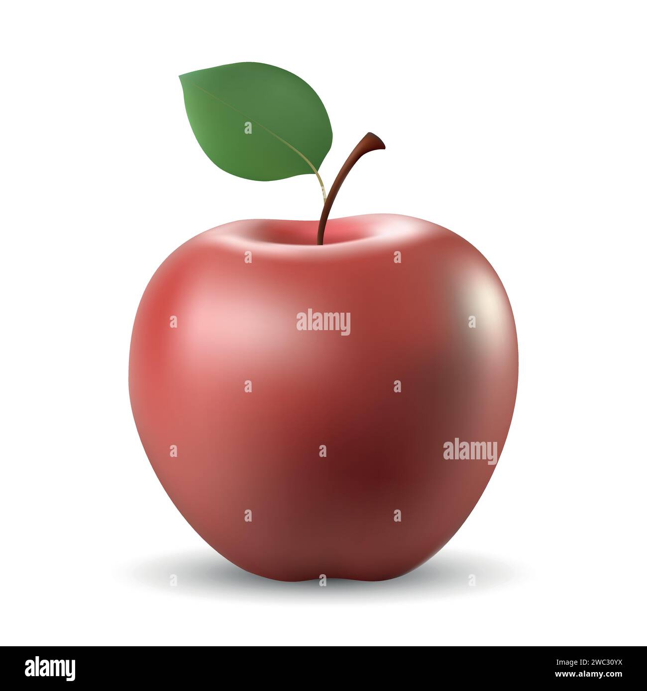 Realistic 3d red apple Isolated On White Background Stock Vector Image ...