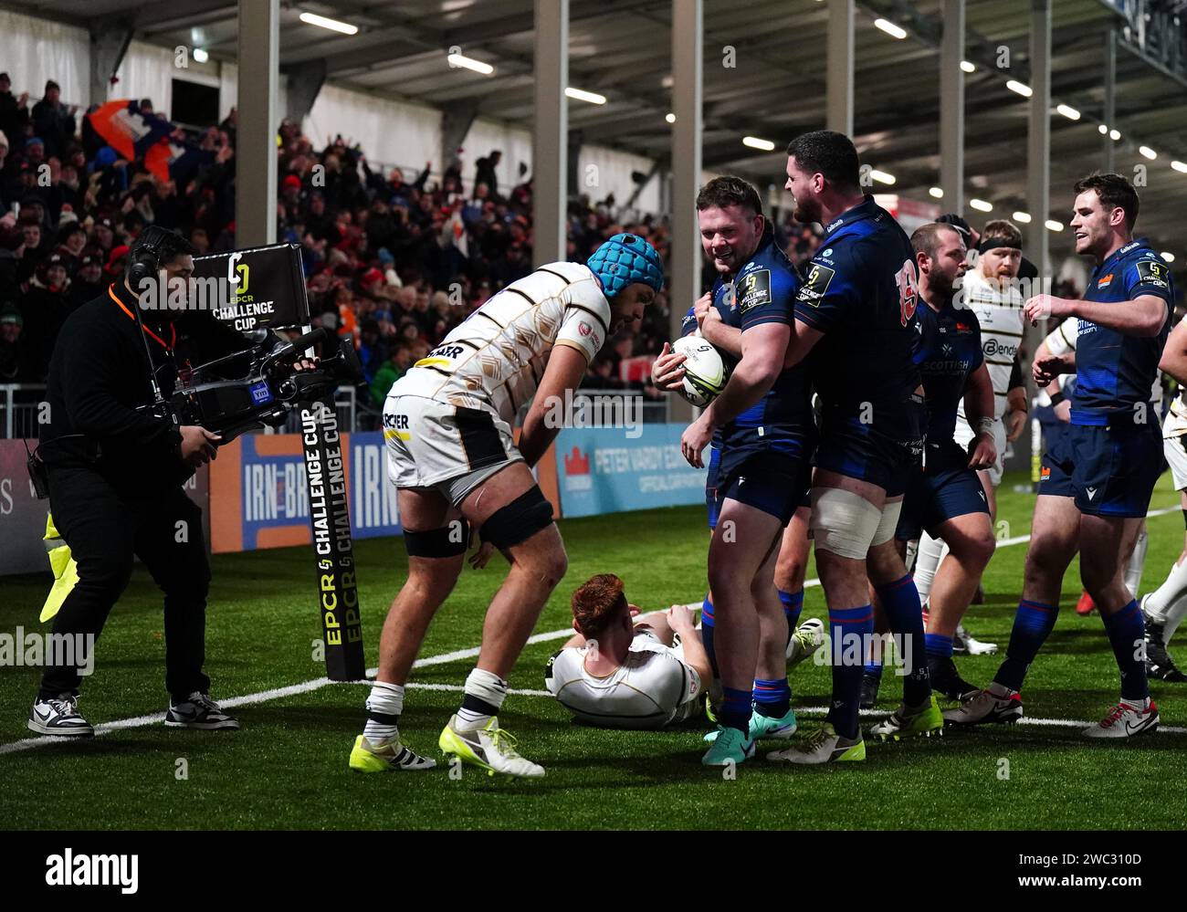Edinburgh's Ewan Ashman celebrates scoring their side's second goal of ...
